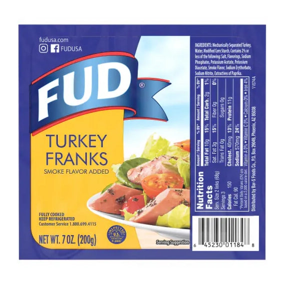 FUD Turkey Franks 7oz Case – Unifoods