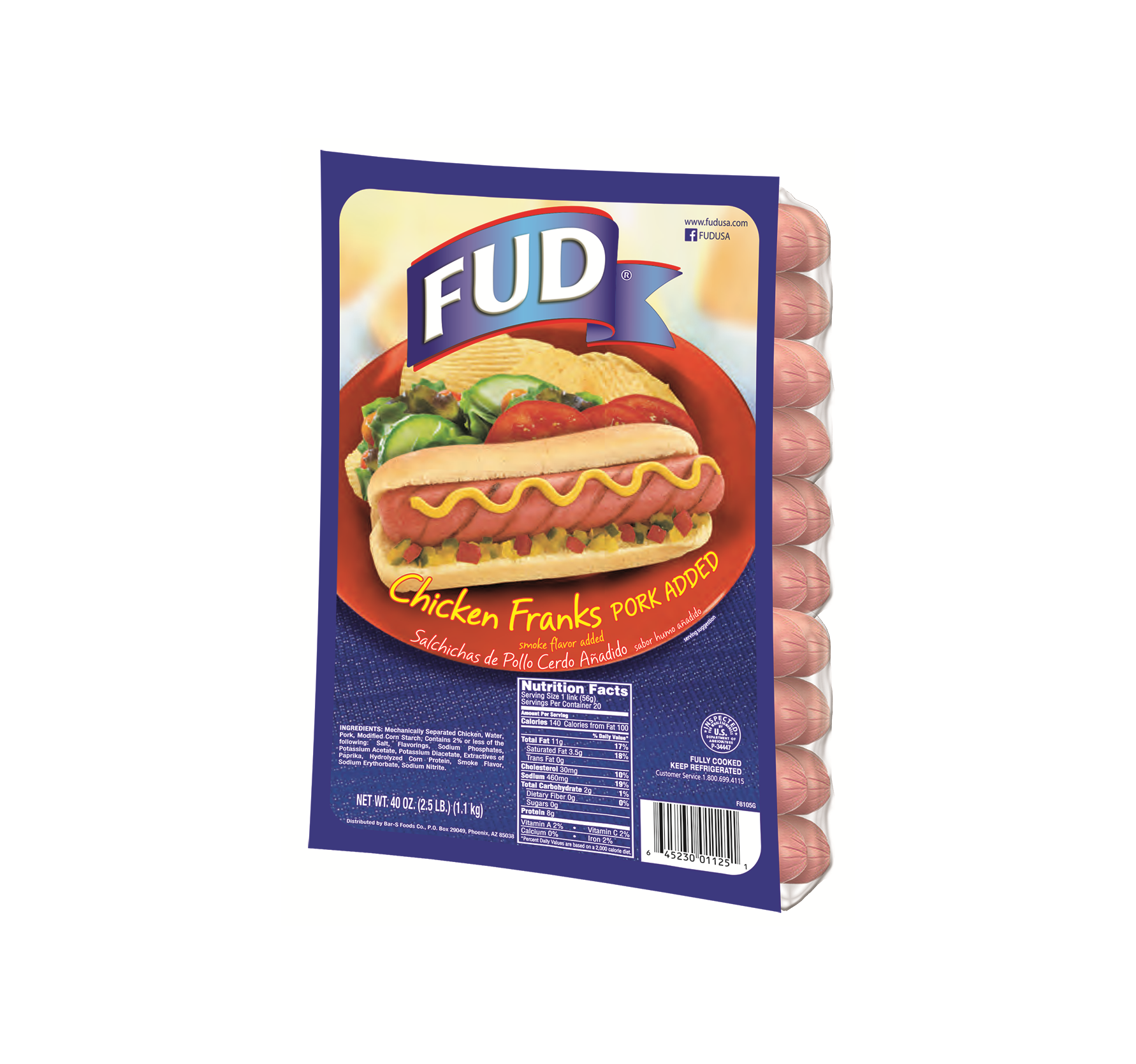 FUD Bulk Chicken & Pork Franks 2.5lbs Case – Unifoods
